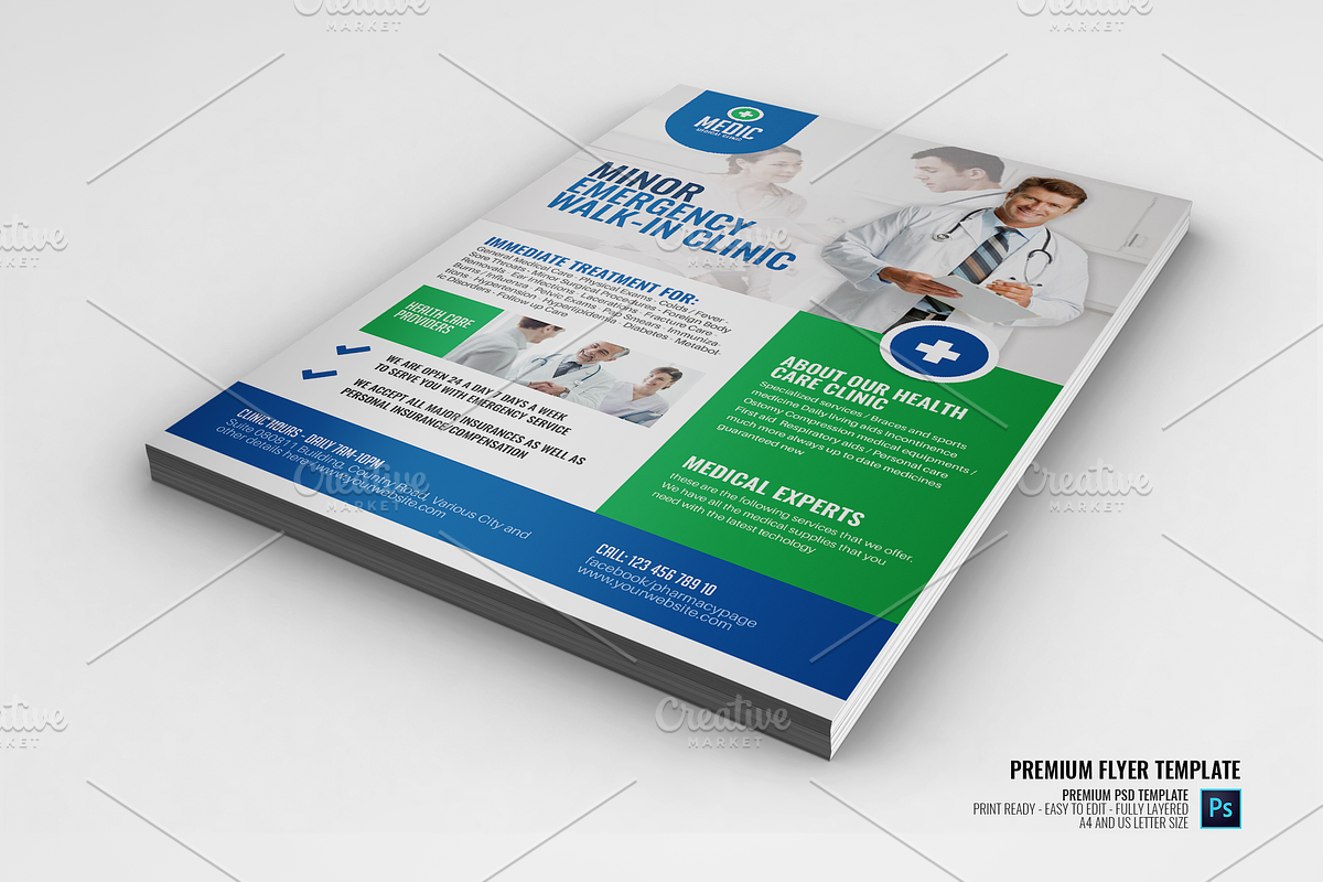 Medical Clinic Flyer, a Flyer Template by PSDPixel | Creative Market