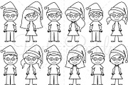 Christmas Stick Figure Clipart, an Illustration by PinkPueblo