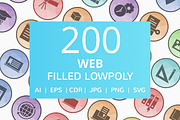 200 Web Filled Low Poly Icons, an Outline Icon by IconBunny