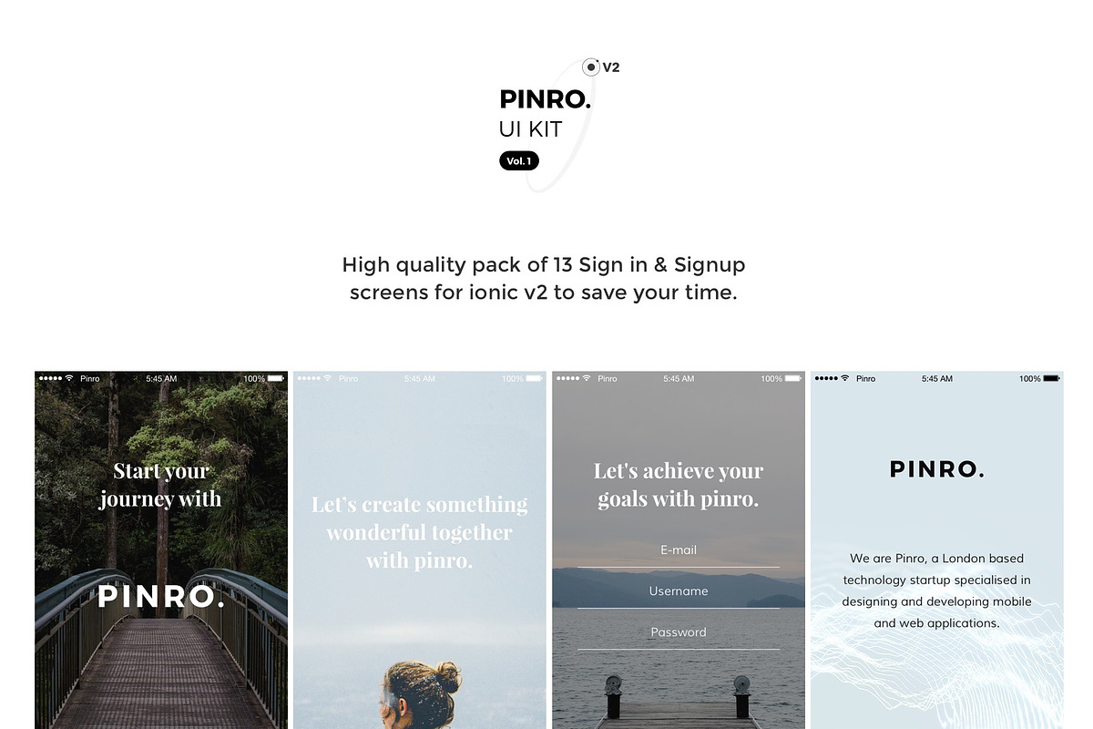 Auth UI Kit - Ionic 3 Theme, a Templates & Theme by Pinro | Creative Market