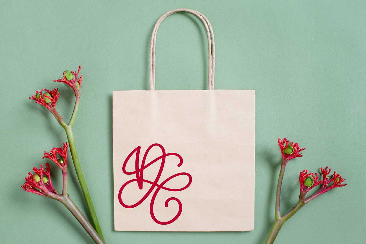 Scripty Monogram Font - With hearts, a Font by CraftyLittleNodes