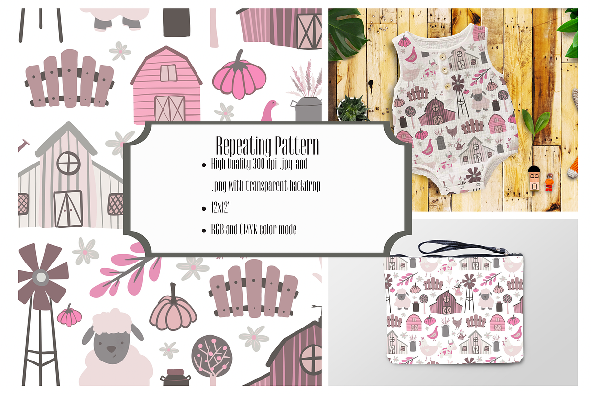 Cute Farm - Repeating Pattern, a Pattern Graphic by MissPerfectKaos ...