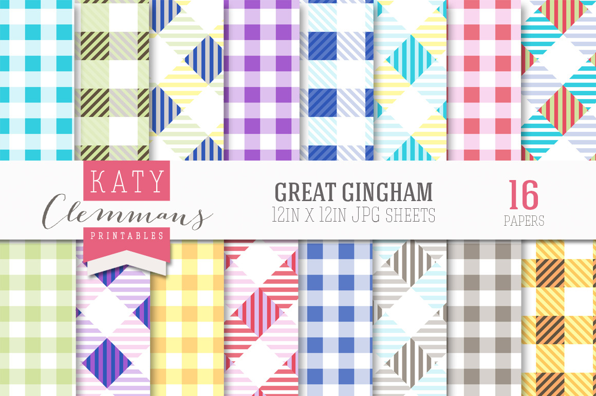Great Gingham patterned papers, a Pattern Graphic by Katy Clemmans
