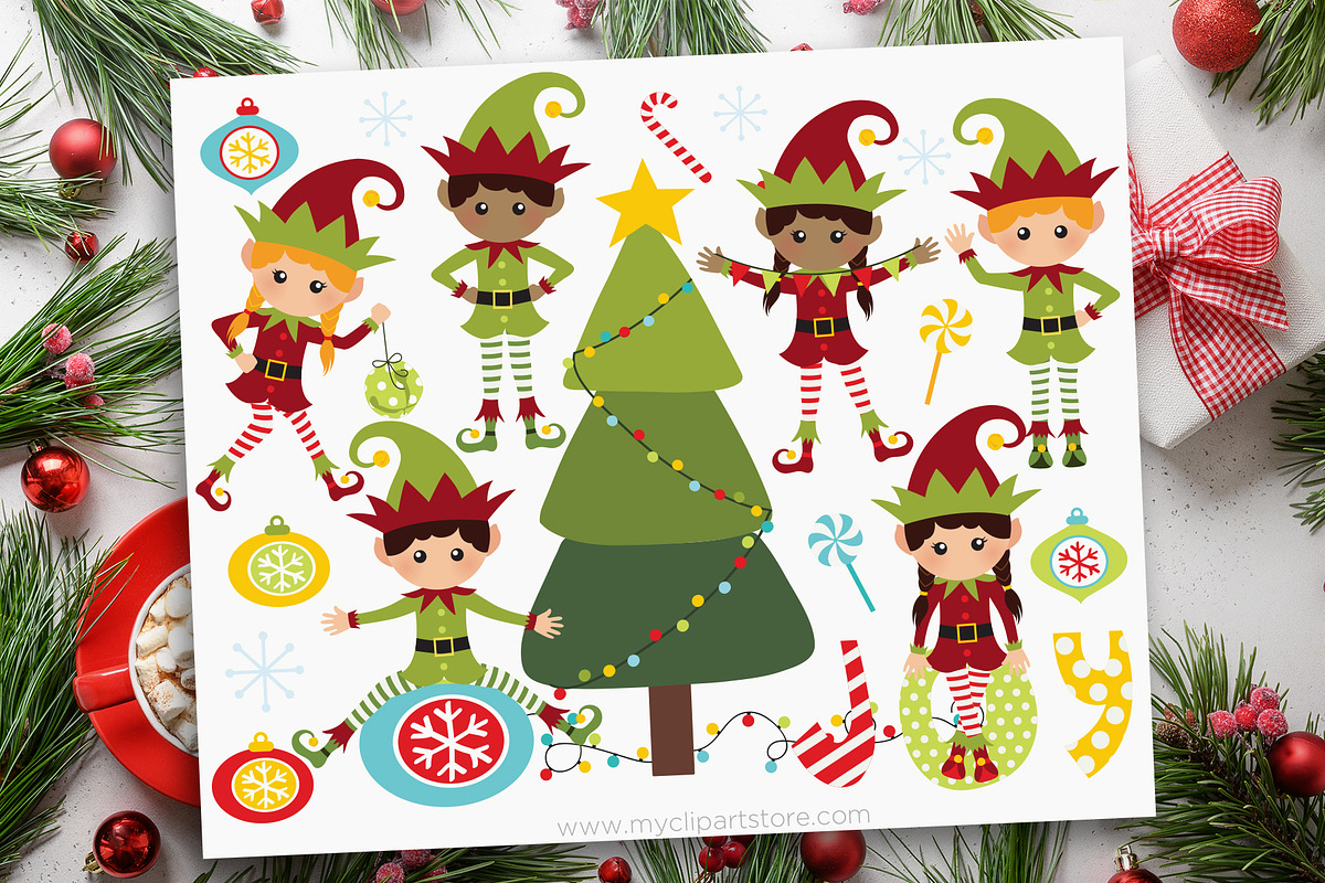 Christmas Santa's Elves Clipart, SVG, an Illustration by MyClipArtStore