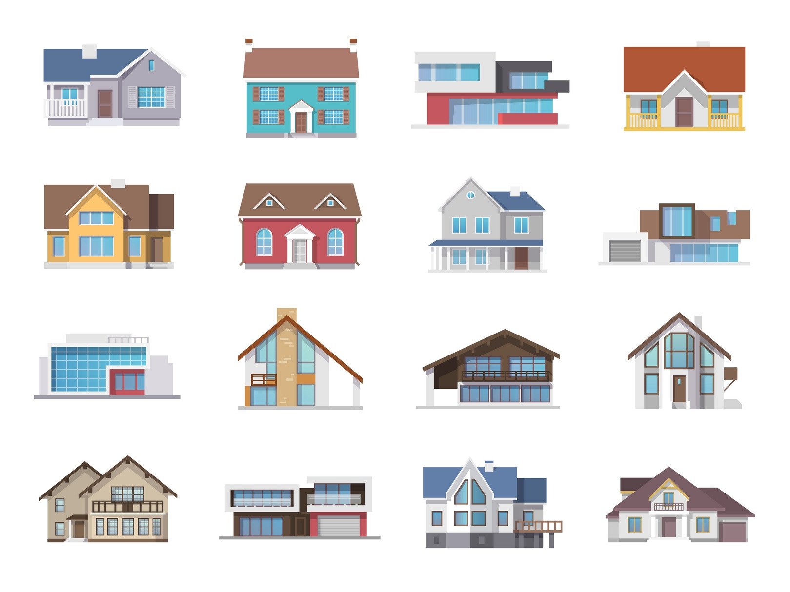 House icons flat set, an Icon by Macrovector | Creative Market