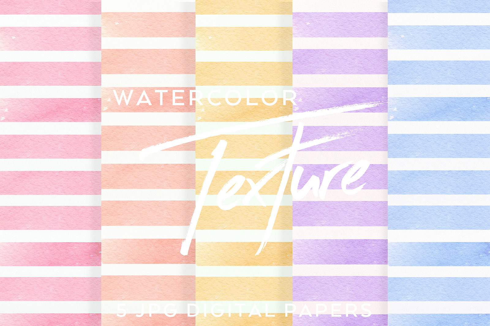 Stripe - 5 Watercolor Textures, a Pattern Graphic by Paperly Studio