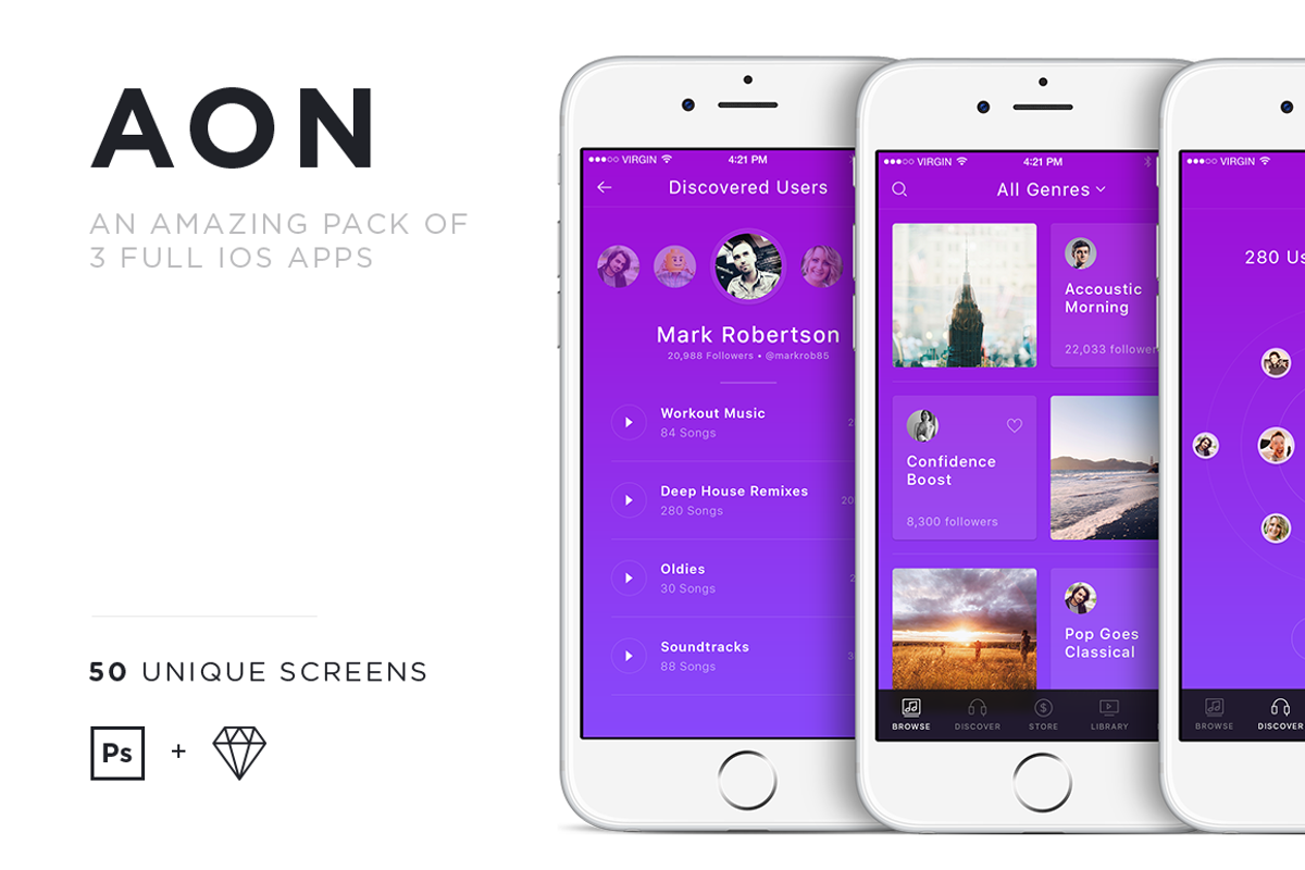 AON - a pack of 3 beautiful iOS apps, a Graphic by Ionut Zamfir
