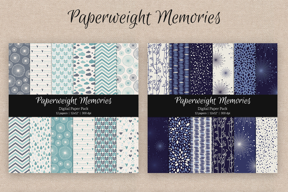 Blue Bundle - Blue Digital Papers, a Pattern Graphic by Paperweight ...