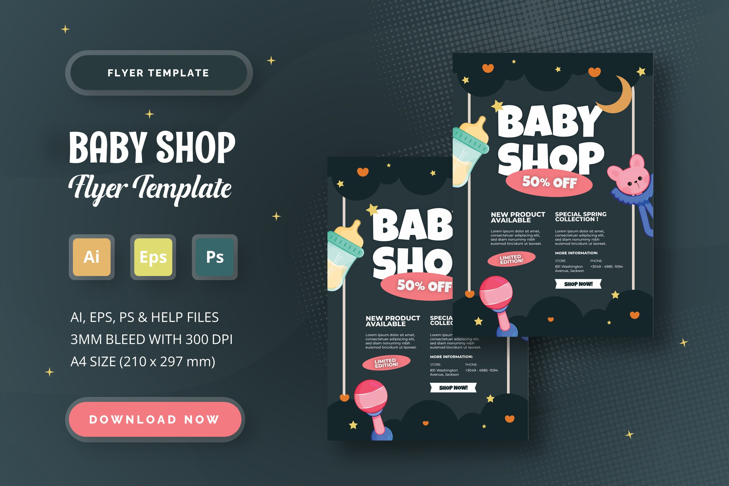 Baby Shop - Flyer Template, a Flyer Template by StreaksideStd