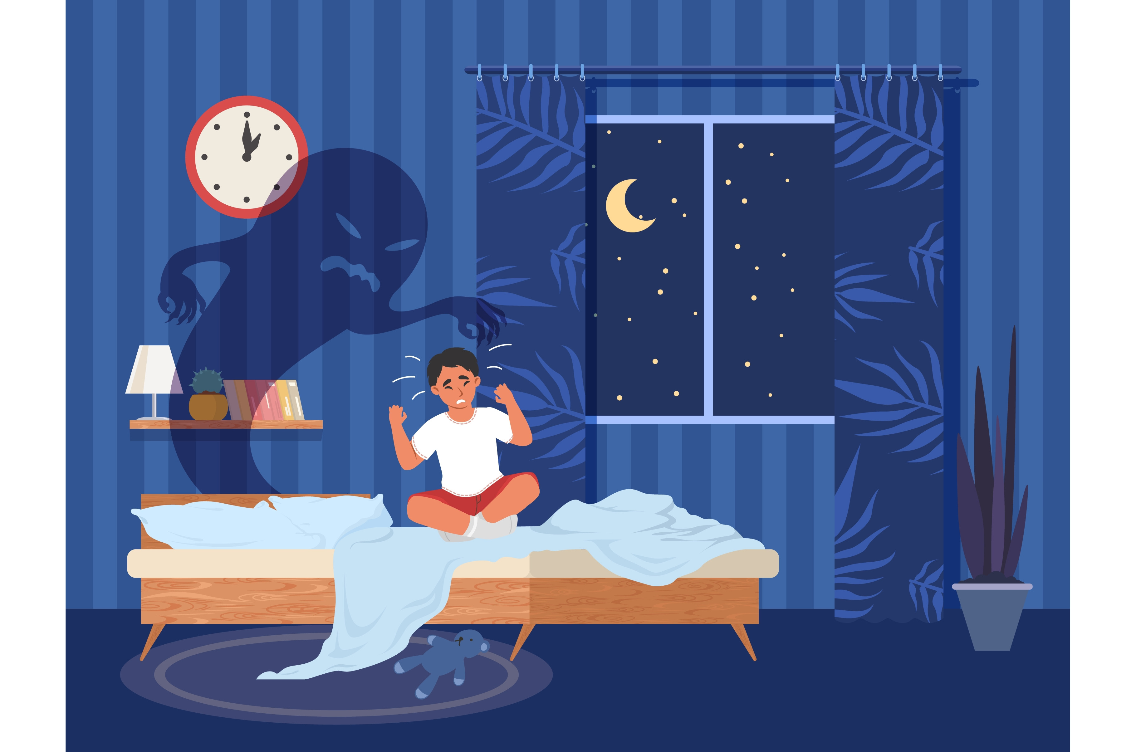 Kid nightmare vector child in bed, an Illustration by Siberian Art ...