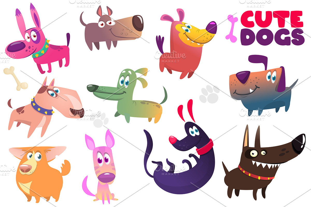 Cartoon dogs collection. Vector, an Animal Illustration by D R A W K M ...