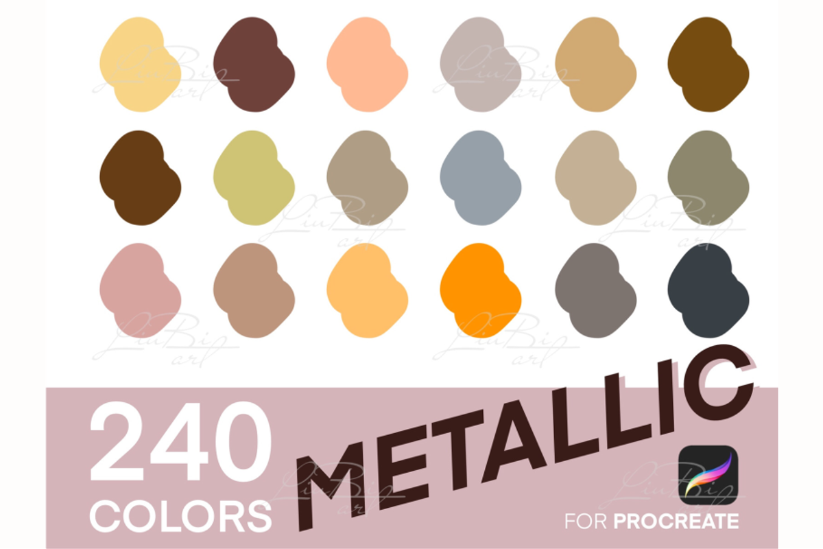 240 Metallic COLORS Procreate Pallet, a Palette Add-On by LiuBi Art
