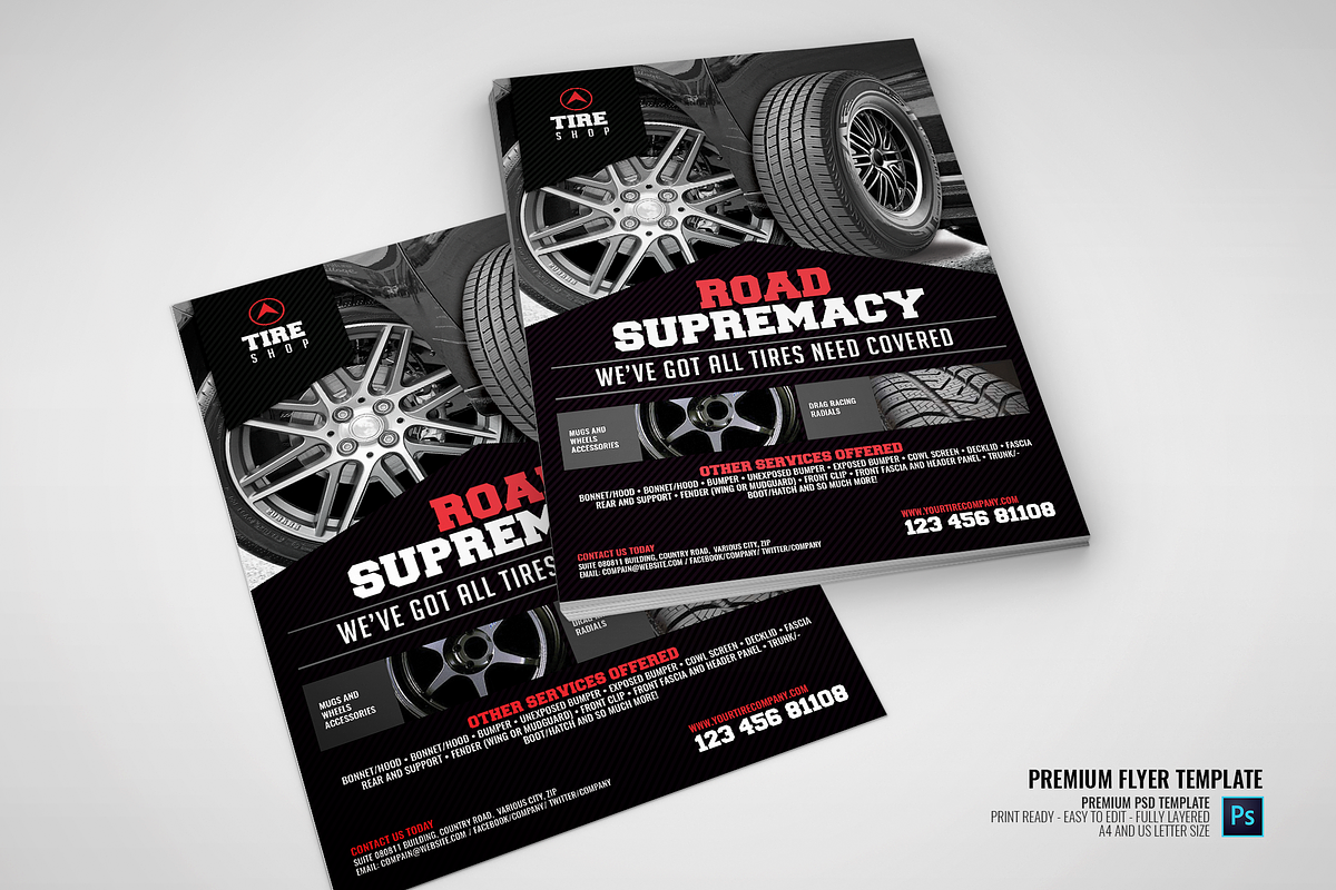 Tire_Shop_Flyer_Design_Template, a Flyer Template by PSDPixel