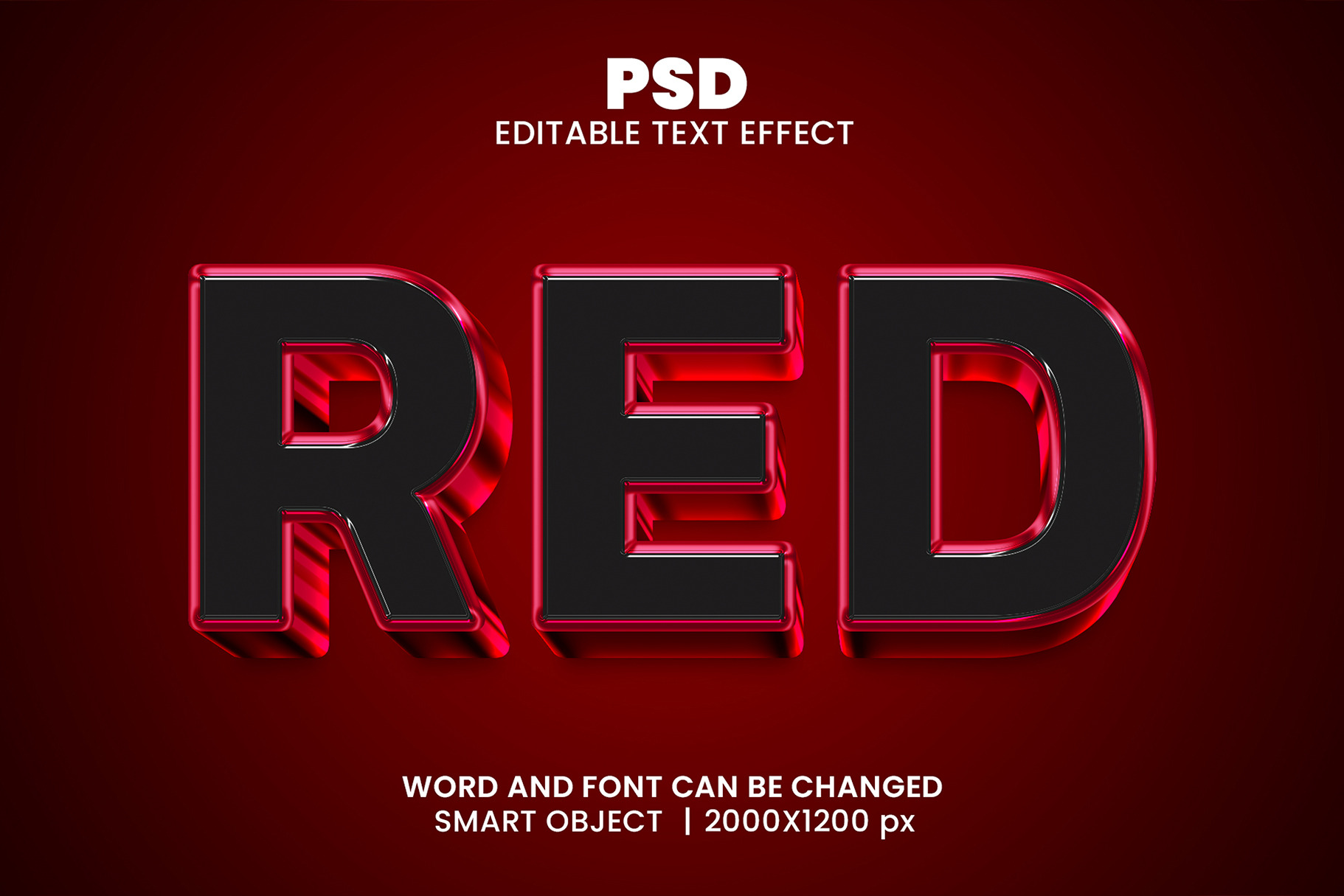 Red 3d Editable Psd Text Effect
