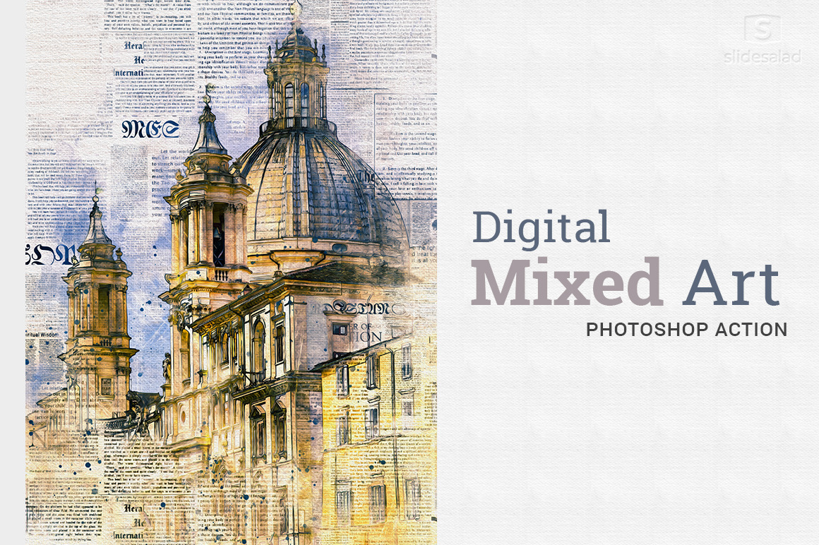 Digital Mixed Art Photoshop Action, an Action Add-On by SlideSalad