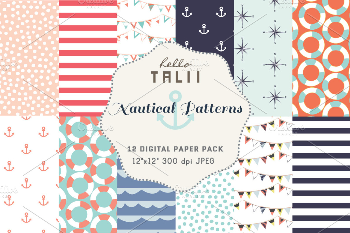 NAUTICAL DIGITAL PAPER, a Pattern Graphic by Hello Talii