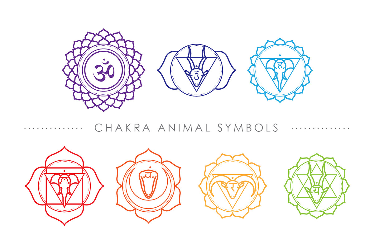 Chakra Animal Flower Symbols Set, an Animal Illustration by Flo Sacred Art