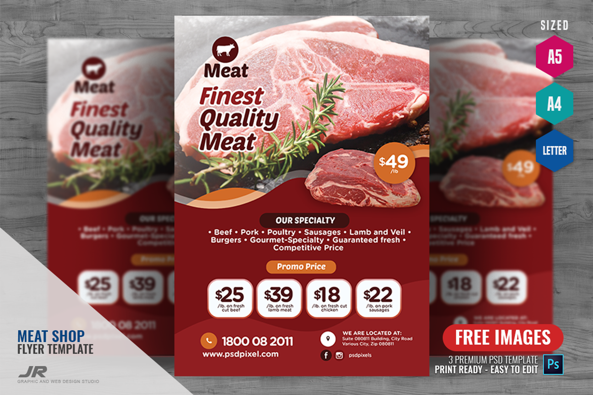 Butcher Services Flyer, a Flyer Template by PSDPixel
