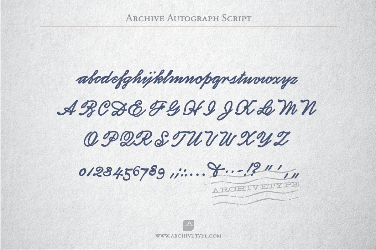 Archive Autograph Script, a Script Font by Archive Type Fonts