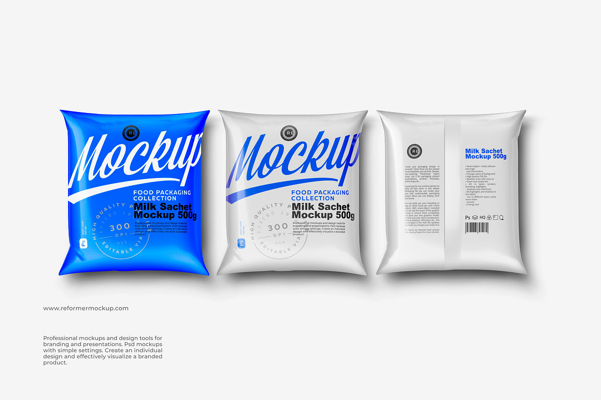 Milk Sachet Mockup, a Packaging Mockup by Reformer Mockup