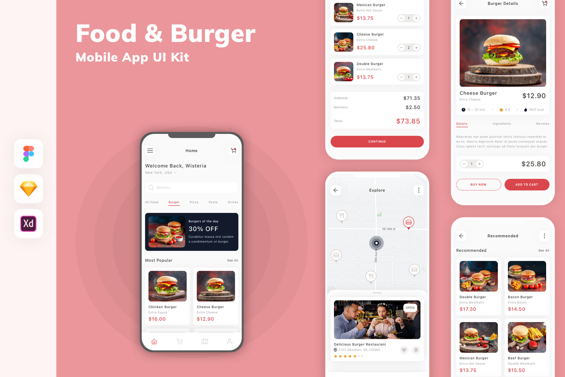 Food & Burger Mobile App UI Kit, an UI Kit Template by uicube