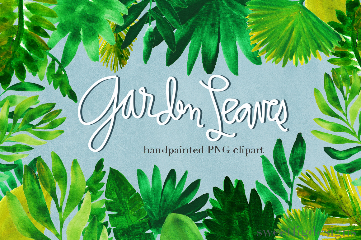 watercolor leaves clipart, an Illustration by Sweet Fig