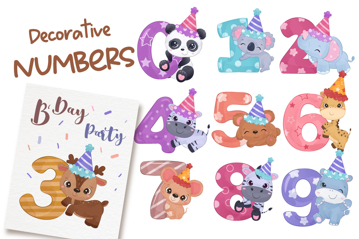Birthday Decorative Numbers Clipart