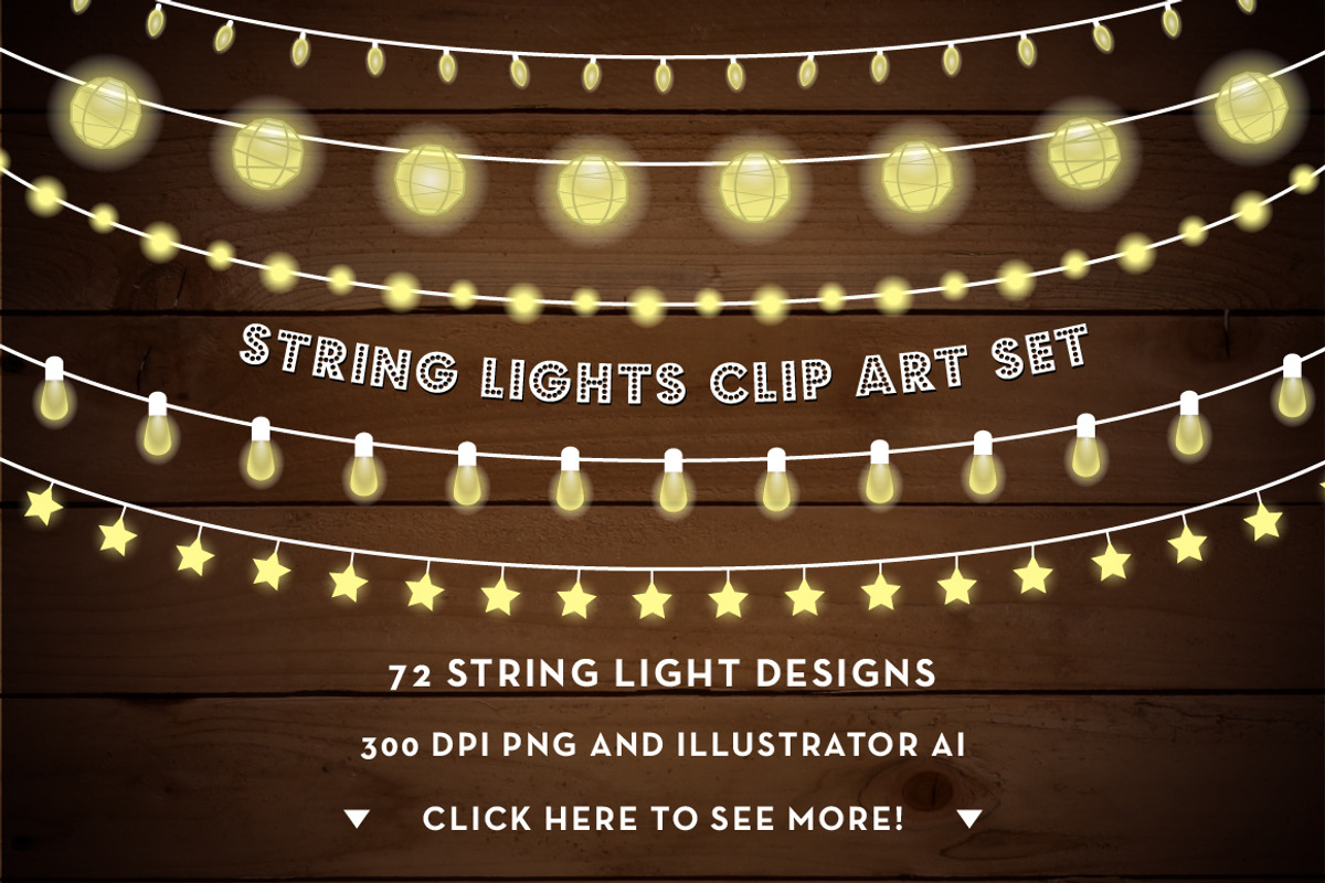 String Lights Clip Art Set - PNG, AI, an Object Graphic by BirDIY Design