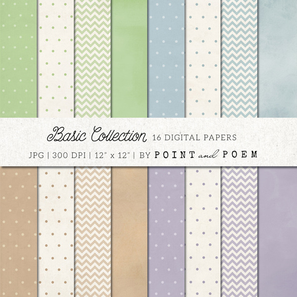 Polka Dots & Chevron digital paper, a Pattern Graphic by Point and Poem ...