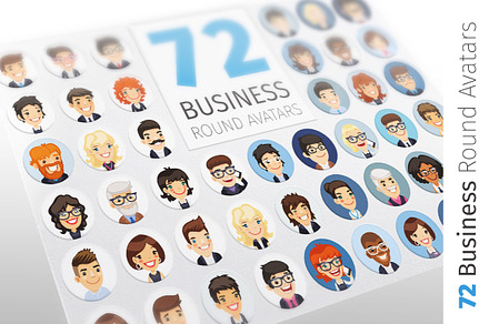 Flat Cartoon Round Avatars, an Icon by Voysla's Shop