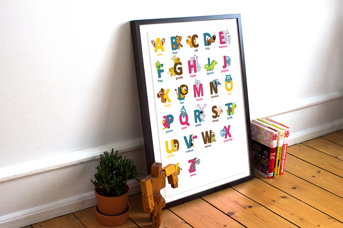 Set english alphabet with animals, a Background Graphic by NataKa