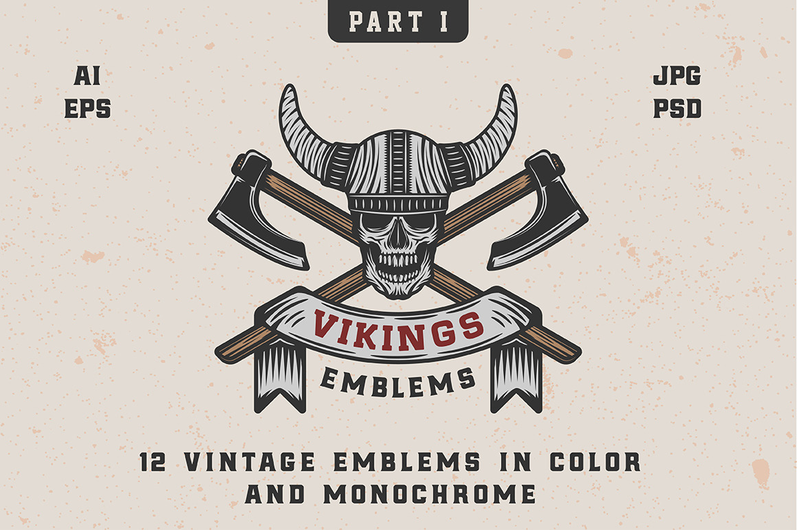 12 Vikings Emblems, a Branding & Logo Template by AkimD