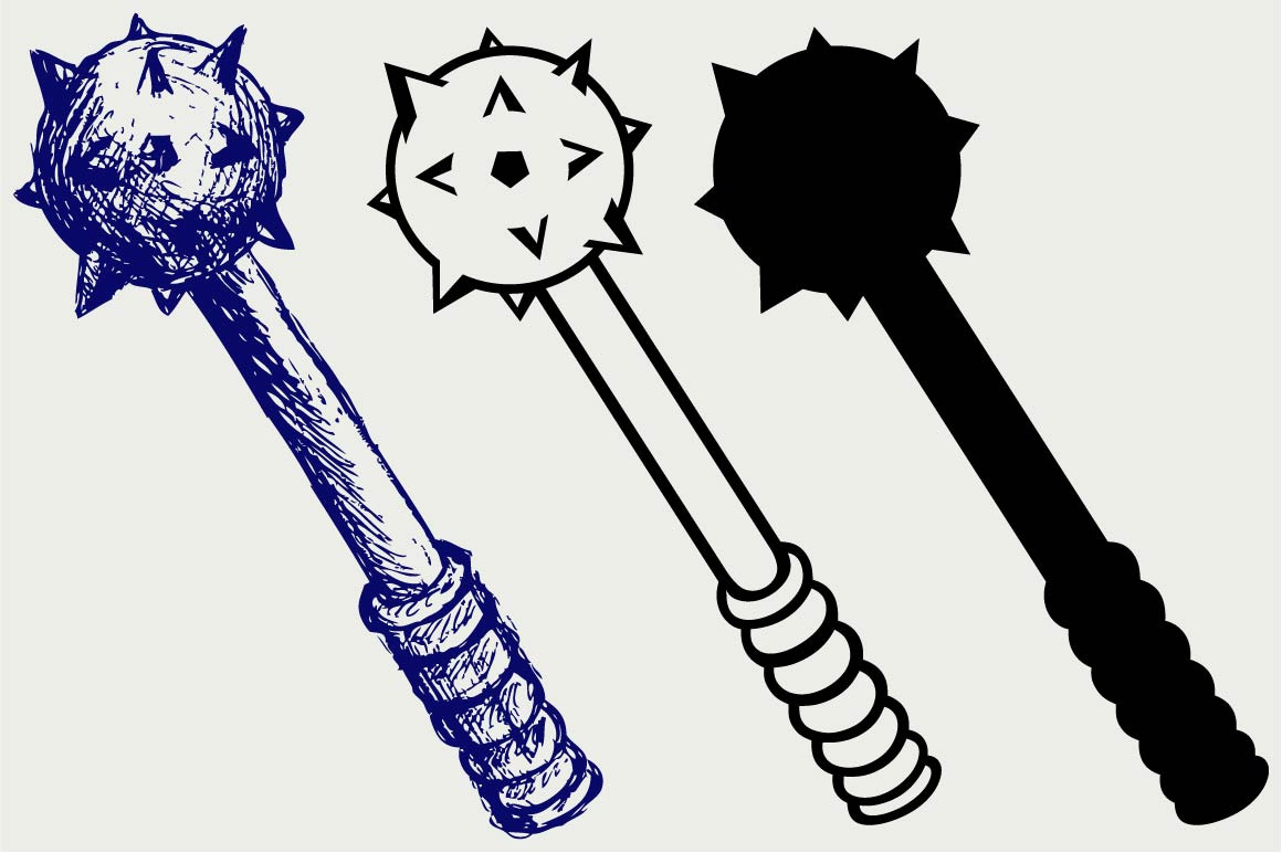 Mace realistic SVG, an Outline Icon by LineworkStock