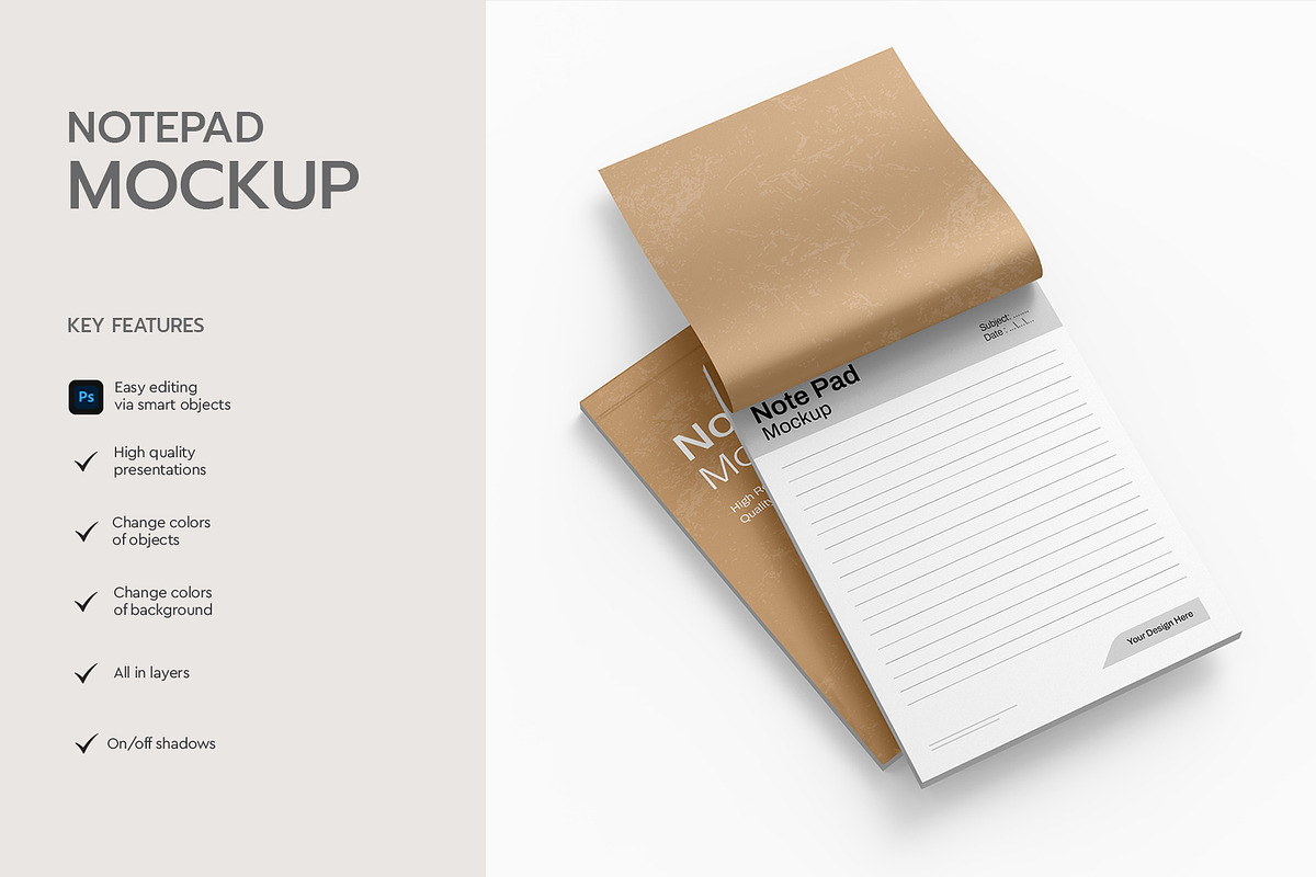 Stacked Notepad Mockup Set Template