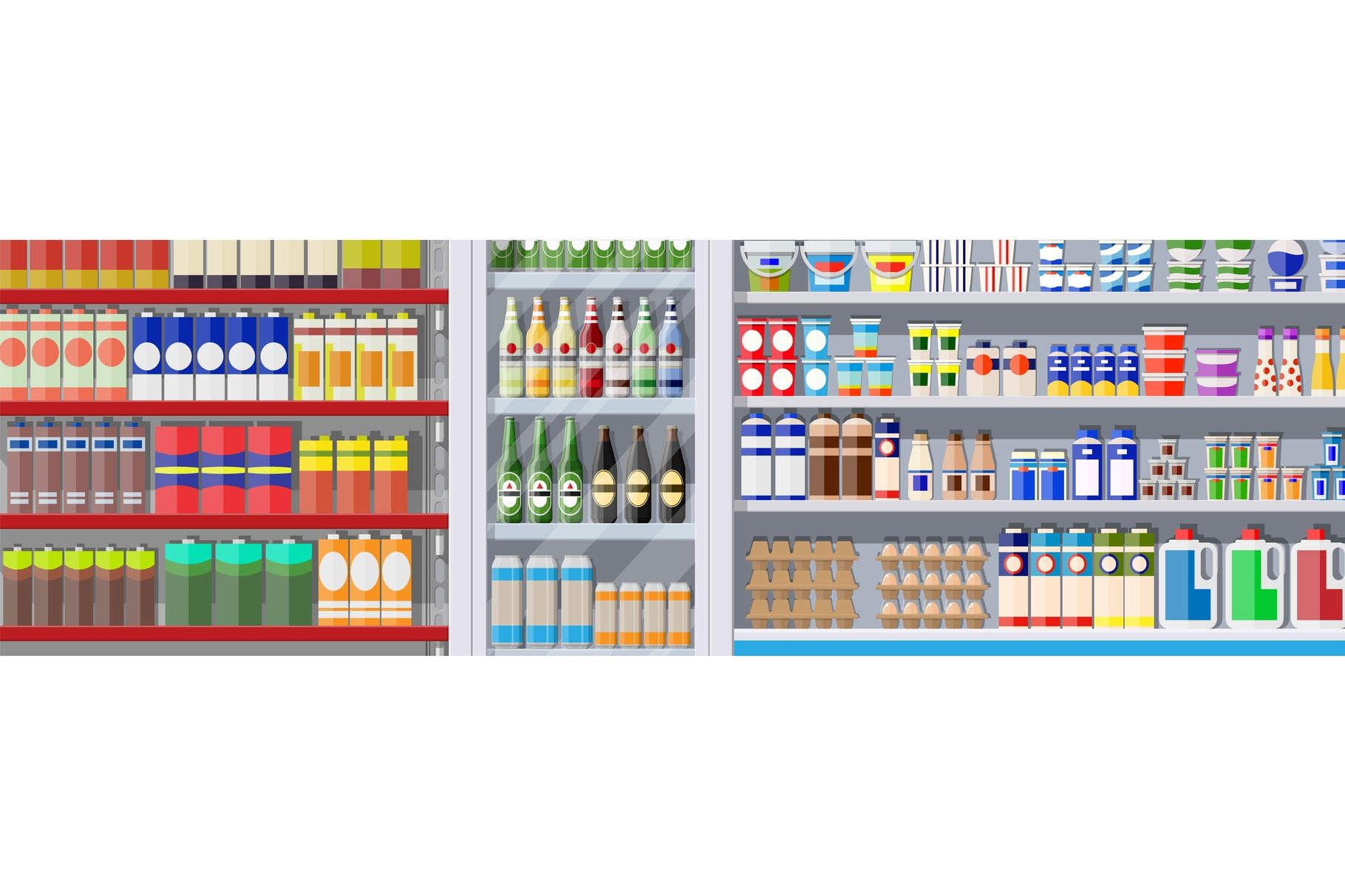 Supermarket shelves with groceries., a Food Illustration by Abscent