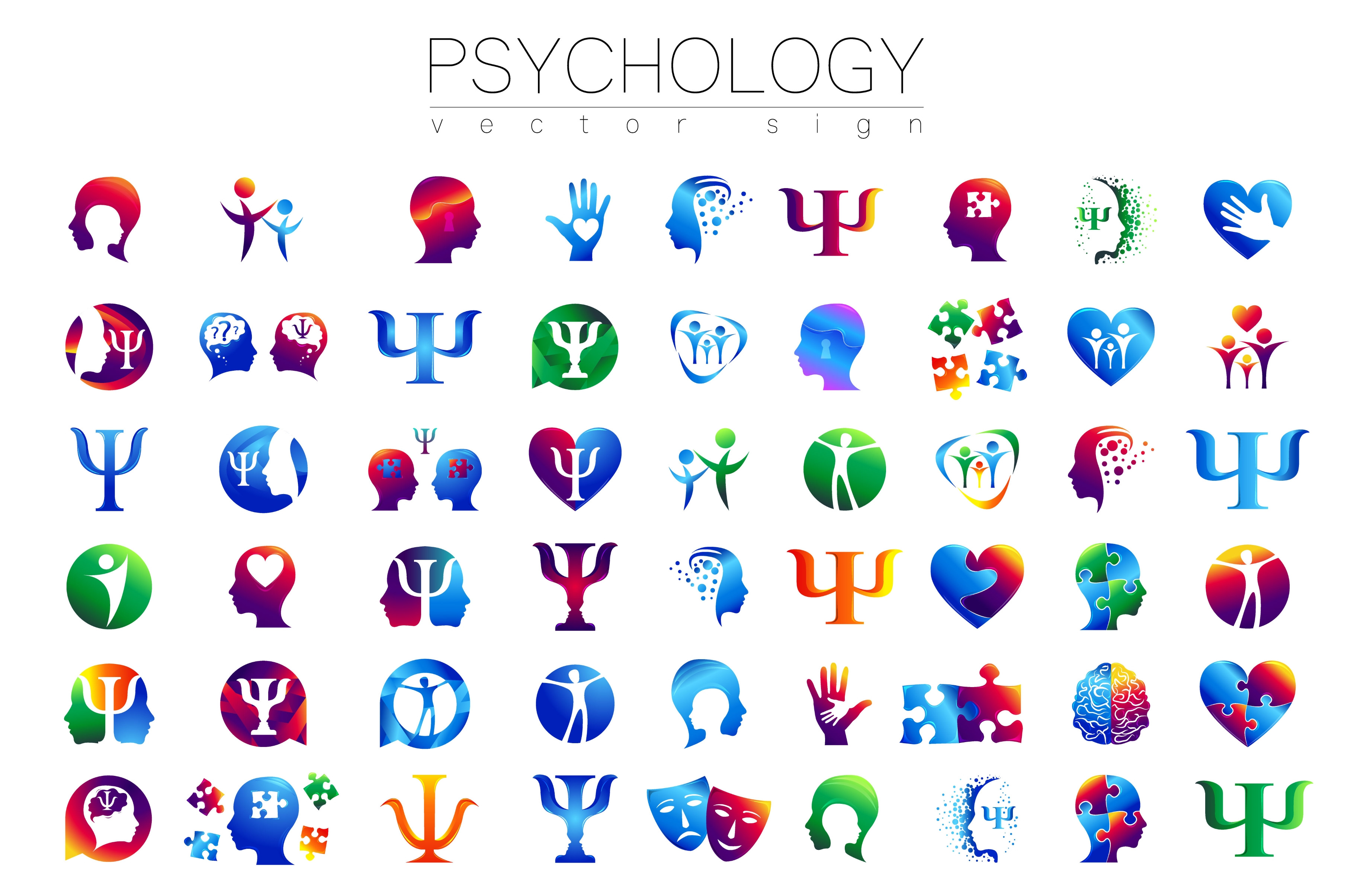 Modern head sign Set of Psychology, an Education Illustration by Wittmann