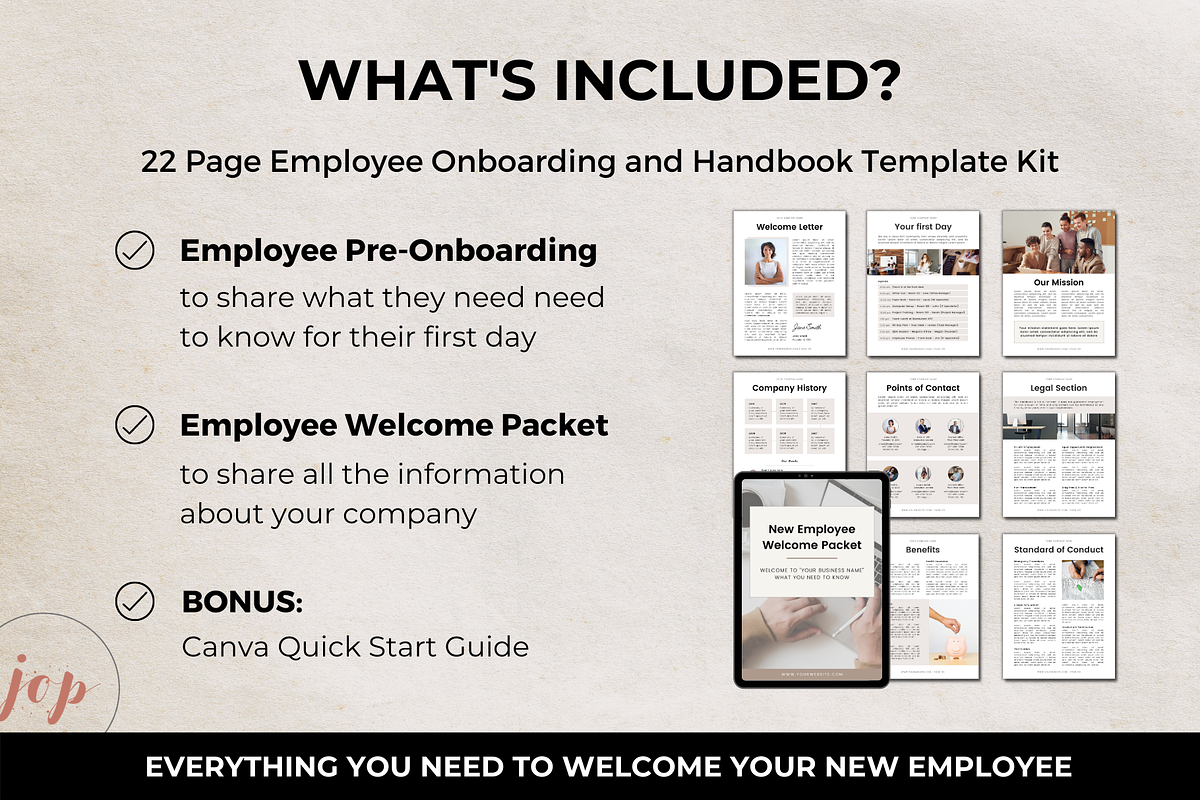 Employee Onboarding Handbook Guide, a Brochure Template by Julia On Purpose