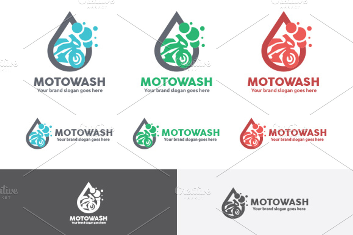 Motorcycle Wash Logo, a Branding & Logo Template by WheelieMonkey