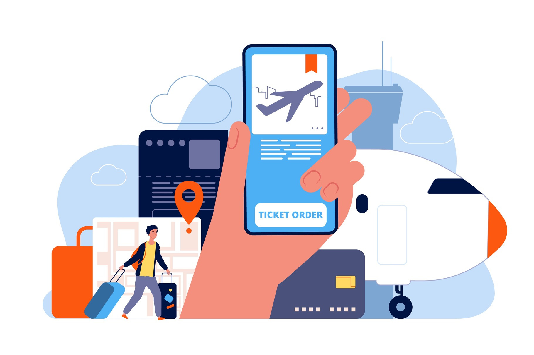 Booking tickets. Plane reservation, a Background Graphic by Onyx