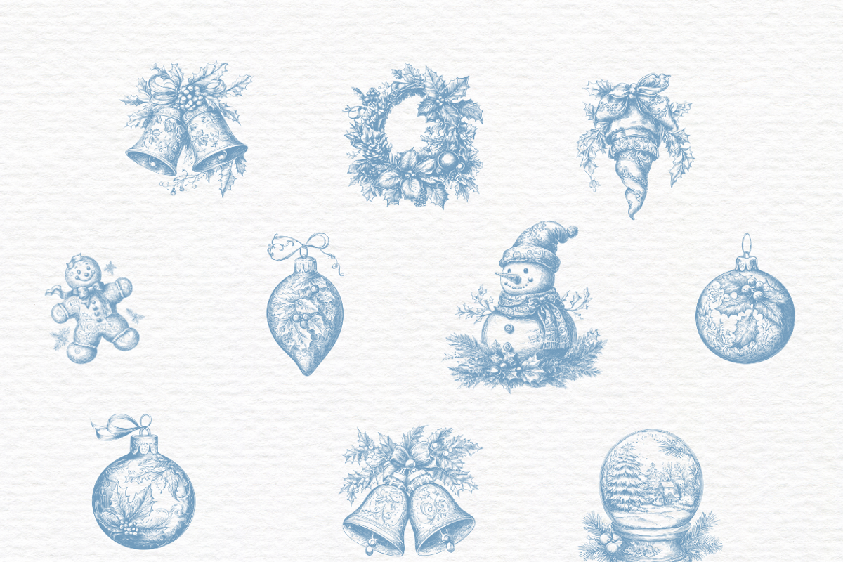 Christmas toile clipart Christmas, a Seasonal Illustration by Invite to ...