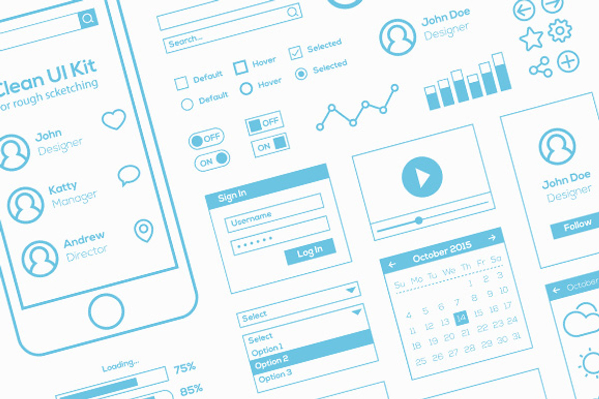 Flat Mobile Web UI Kit For Sketch, an UI Kit Template by Graphue