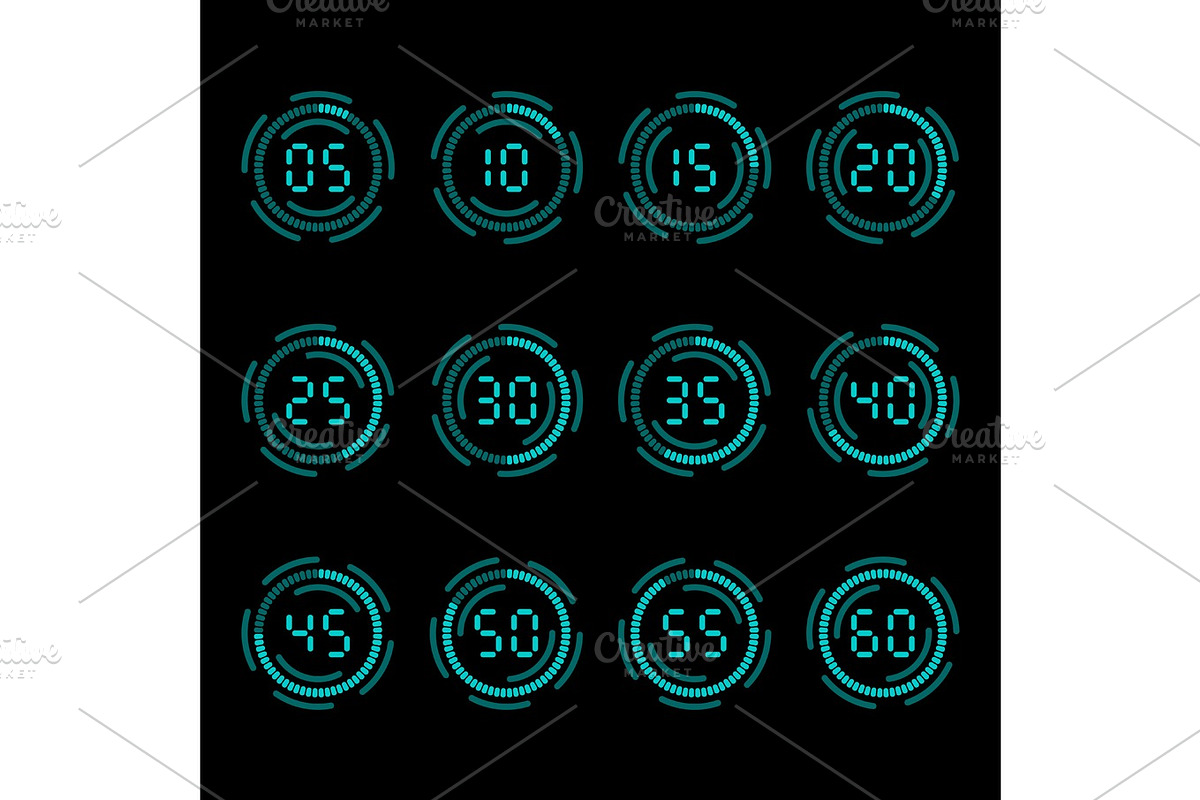 Digital countdown timer with five minutes interval., an Object Graphic ...