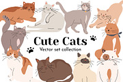Cute cats vector set