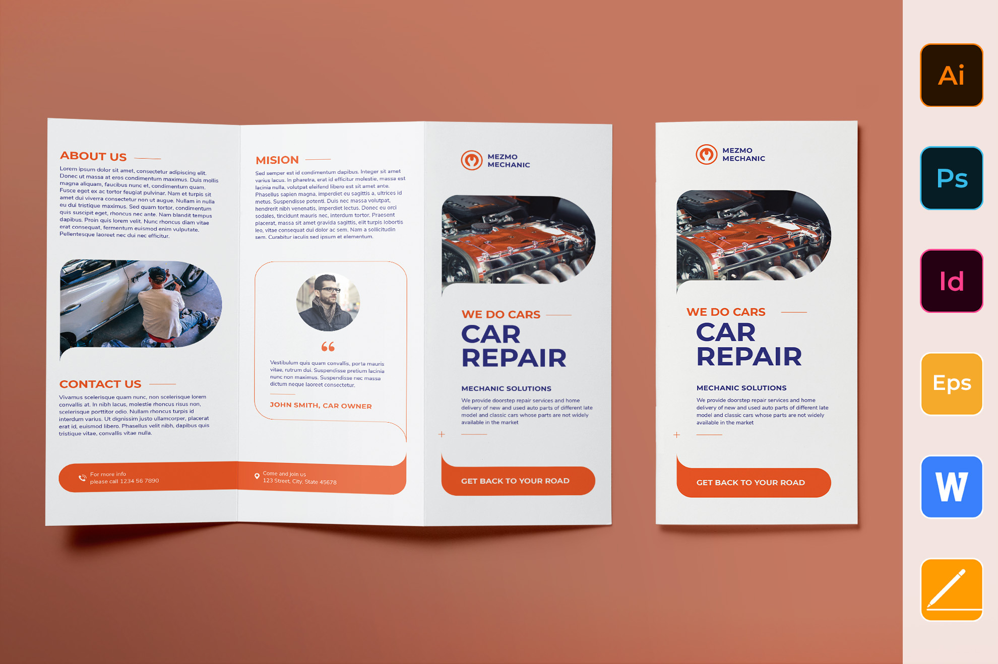 Car Repair Brochure Trifold, a Brochure Template by TemplatesNow!