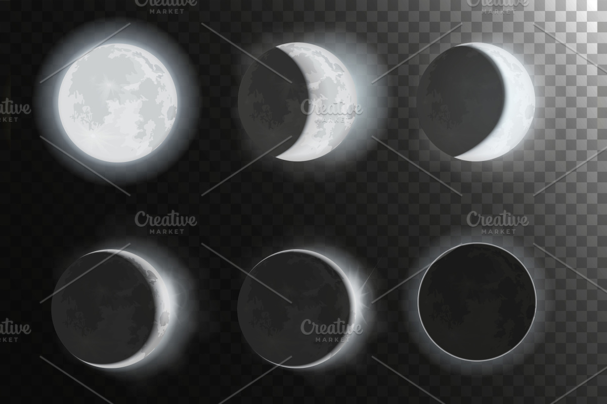 Solar & lunar eclipse phases set, a Background Graphic by Lemberg Vector
