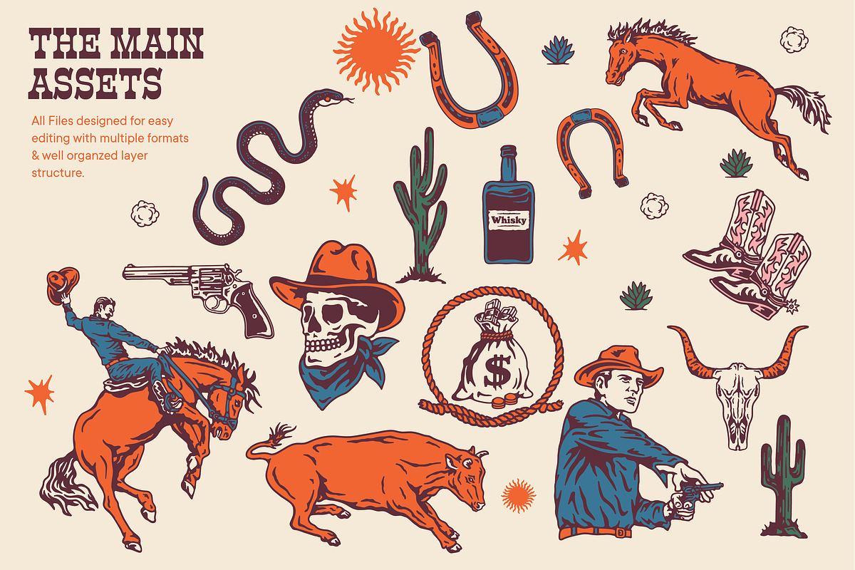 Vintage Western Graphic Assets