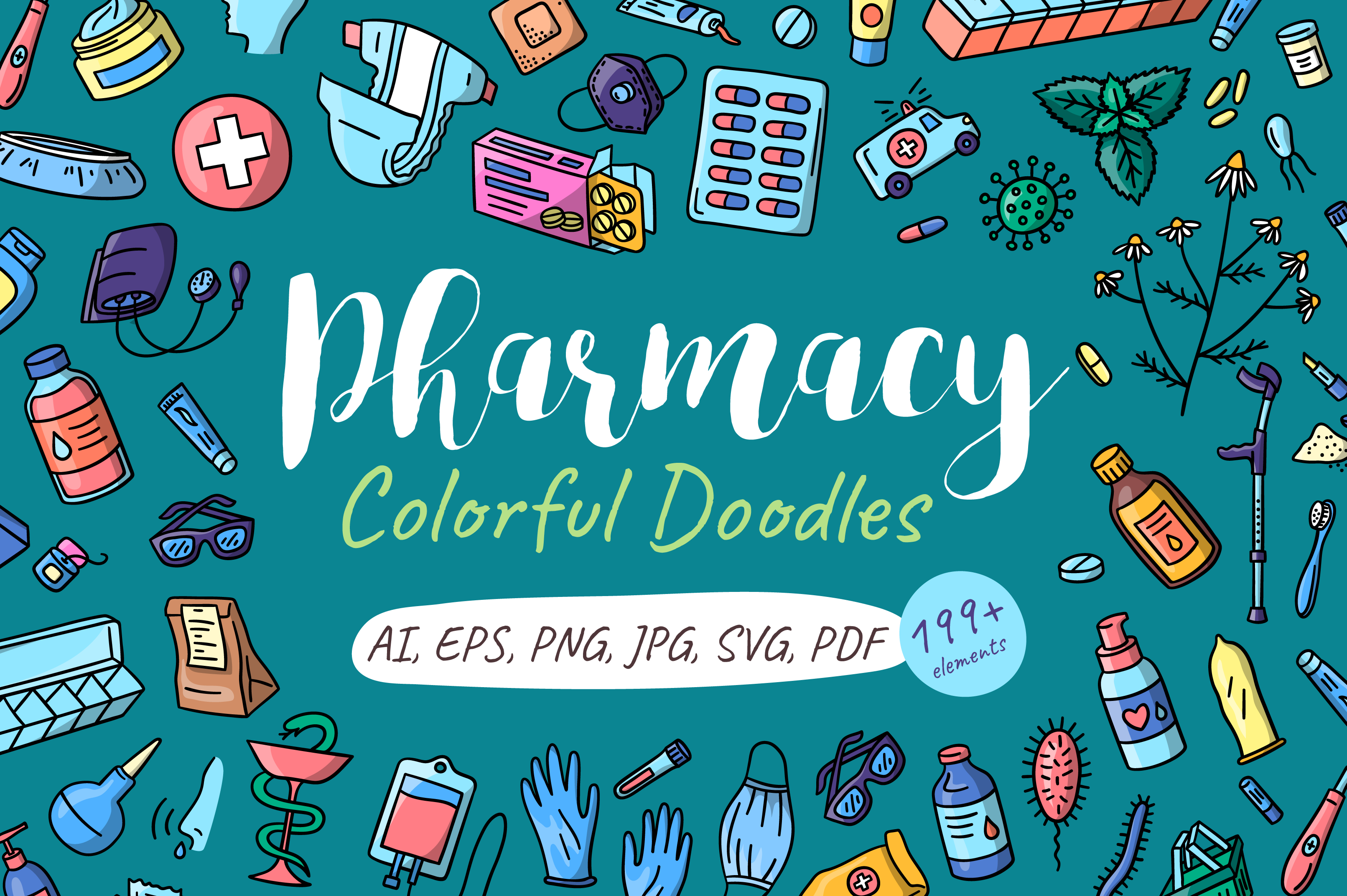 Pharmacy Doodles, an Object Graphic by Sanumko