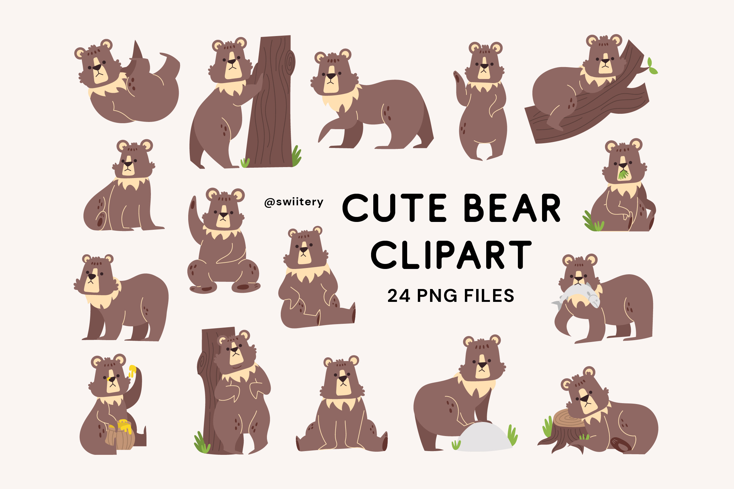 Brown Bear Clipart - Swiitery, an Animal Illustration by Iconixar & Friends