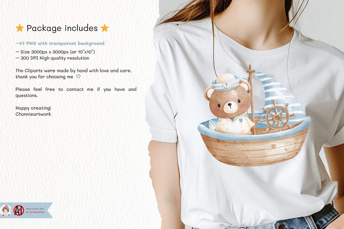 Nautical clipart, Nautical Bear PNG, an Animal Illustration by ...