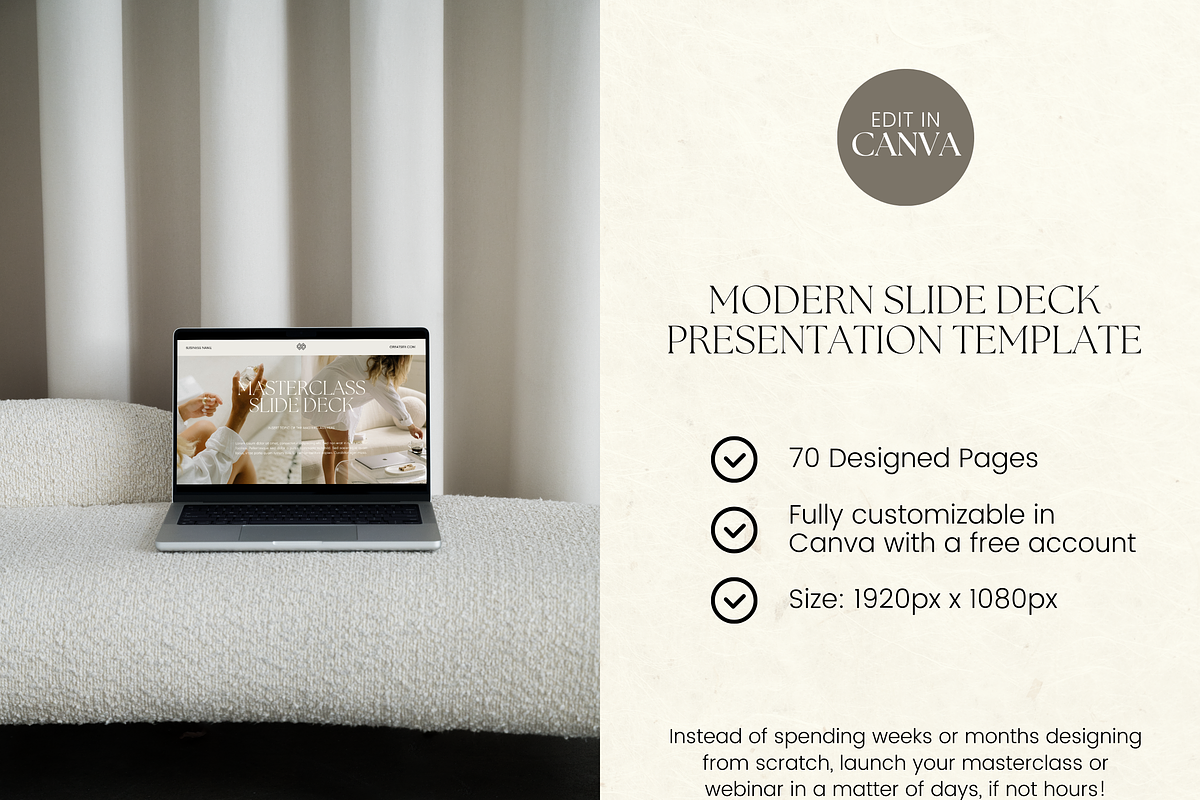 Canva Slide Deck Masterclass Webinar, a Presentation Template by Branding Babe Co.